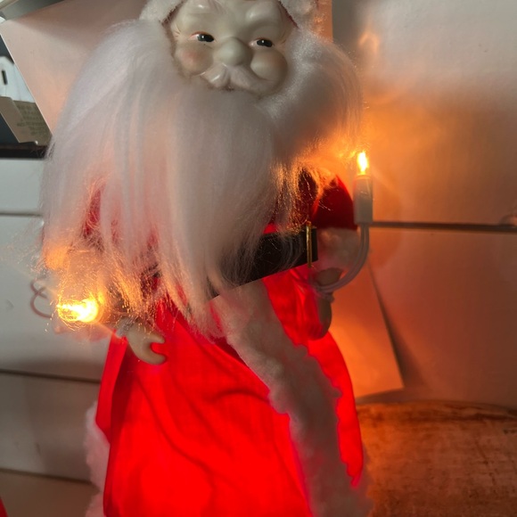 Holiday | Vintage Porcelain Santa Claus Lighted Tree Topper Velvet Coat ...